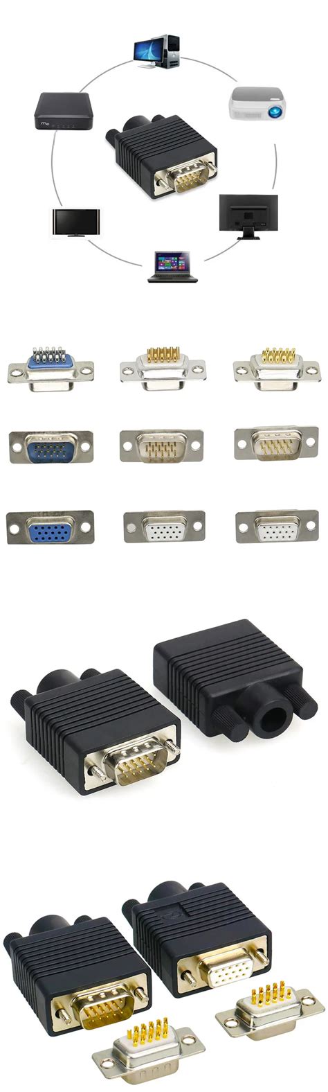 Generic Db15 3 Row 15 Pin Vga Connector Male Female Plug Computer