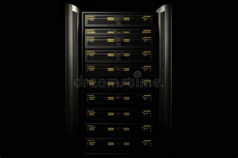 A Rack Of Servers Stands Tall Against A Dark Background With Numerous Blinking Indicators