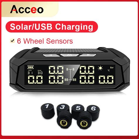 Acceo K11 Car Tpms Tyre Pressure Monitoring System Solar Power Digital