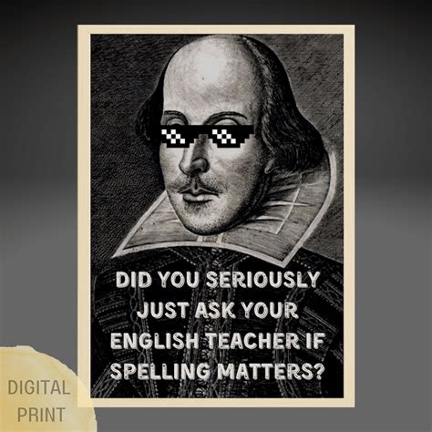 Funny Shakespeare Poster English Classroom Decor Middle School