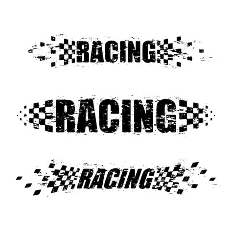 Premium Vector Checkered Grunge Racing Flags Set