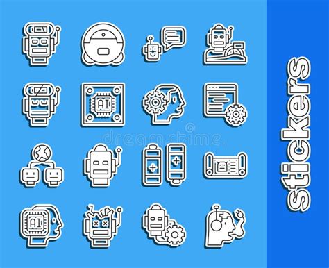 Set Line Robot Charging Battery Blueprint Computer Api Interface Bot Processor With