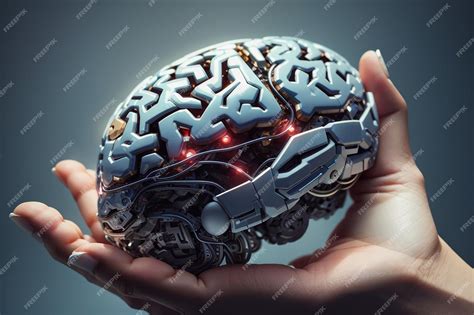 premium photo brain digital brain in hand neural network