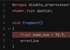 Shader Editor Disable Preprocessor Causes Error Highlight To Offset 1