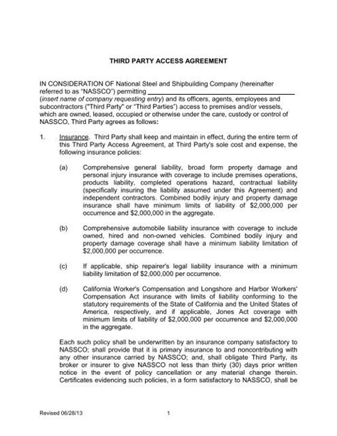 Third Party Access Agreement In Consideration Of