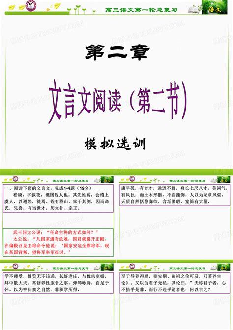 文言文阅读 第二节模拟选训 PPT模板下载 编号lbyzjvdv 熊猫办公