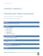 Chapter 5 Exercise 2 Docx Microsoft Excel Pivot Tables CHAPTER 5