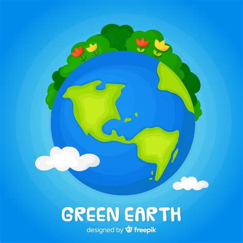 Composición adorable del planeta tierra dibujada a mano Vector Gratis