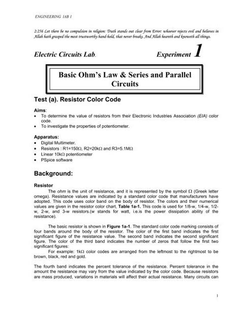 Ohm S Law Series And Parallel Circuits Calculations Circuit Diagram