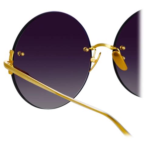 Linda Farrow Lotus Round Sunglasses In Yellow Gold Lfl1315c1sun