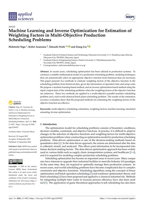 pdf machine learning and inverse optimization for estimation of