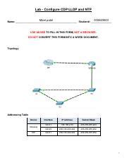 CDP LLDP And NTP Lab Pdf Lab Configure CDP LLDP And NTP Meet Patel Name Babe