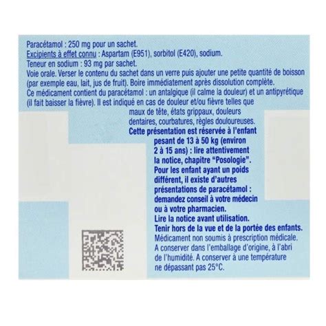 Efferalgan 250 Mg 12 Sachets Effervescents Douleur Chez L Enfant