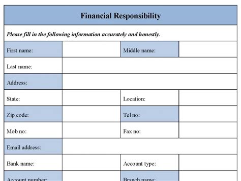 Financial Responsibility Form Editable Pdf Forms