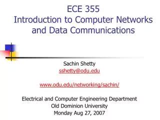 PPT ECE 355 Introduction To Computer Networks And Data Communications
