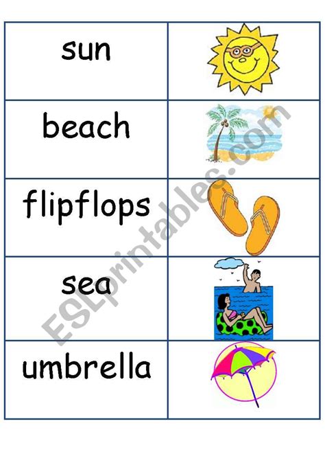 At The Beach ESL Worksheet By Jackie1952