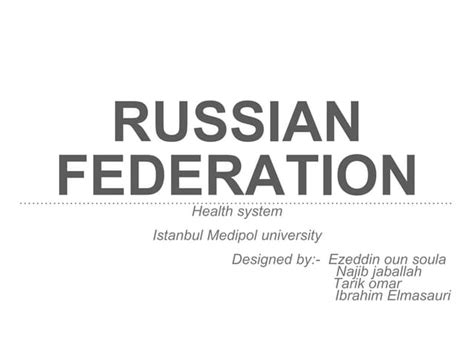 Russian Federation Health System Ppt