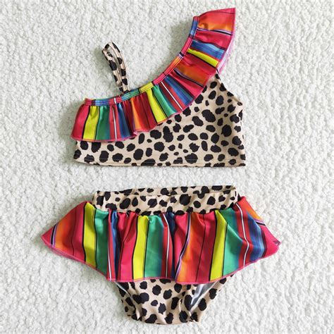 Girls Leopard Bathing Suit 2pcs Zhohao03