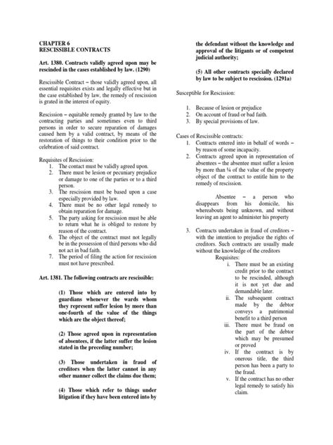 Contractschapter 6 Rescissible Contracts Rescission Fraud