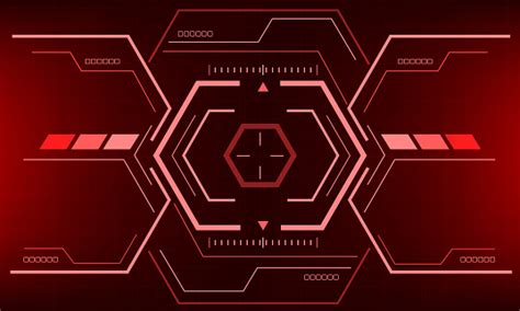 Hud 공상 과학 인터페이스 화면보기 빨간색 기하학적 디자인 가상 현실 미래 기술 창조적 인 디스플레이 벡터 0명에 대한 스톡 벡터 아트 및 기타 이미지 Istock