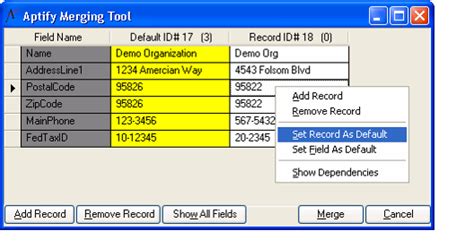 Merging Records Aptify Support
