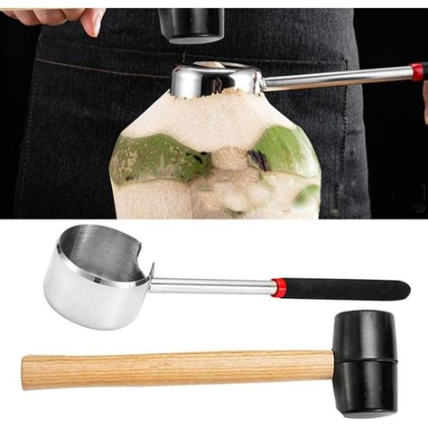 Nogis Coconut Opener Tools With Hammer Super Safe And Easy To Open Young