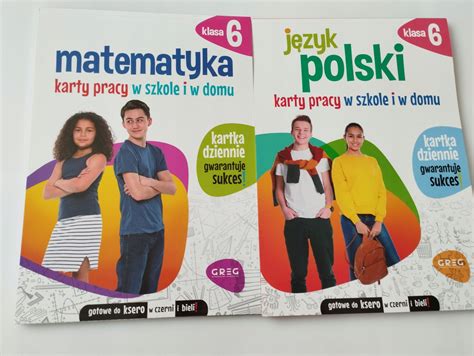 2x KARTY PRACY Matematyka Język Polski klasa 6 Nauka w domu i szkole