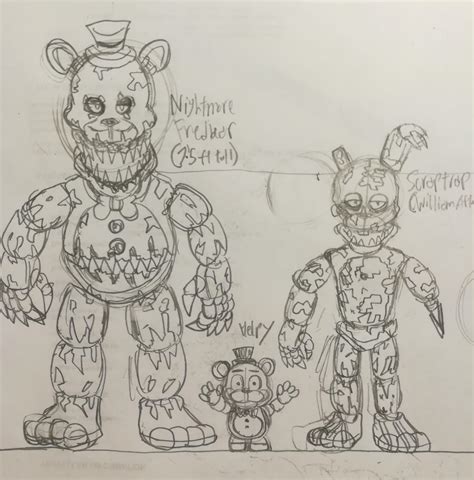Scraptrap N Fredbear And Helpy Sketch R Fivenightsatfreddys