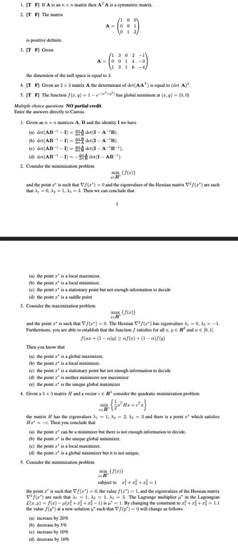 Solved IT F If A Is An N X N Matrix Then A A Is A Chegg Com