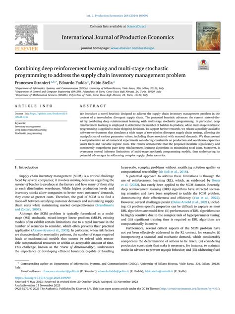 PDF Combining Deep Reinforcement Learning And Multi Stage Stochastic