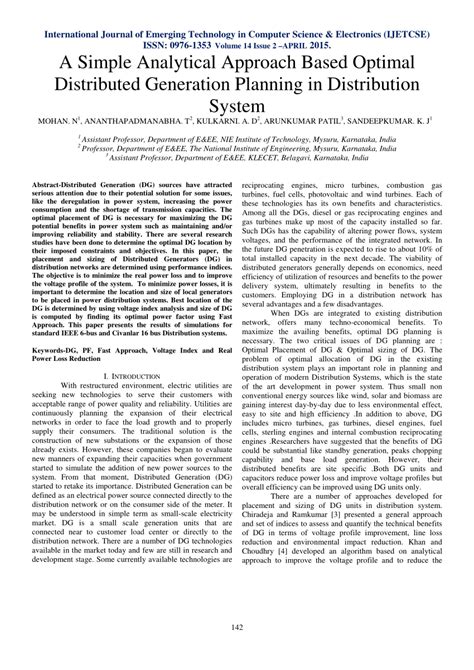 Pdf A Simple Analytical Approach Based Optimal Distributed Generation