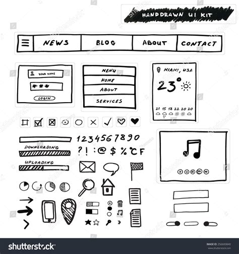 Hand Drawn Ui Kit Original Template Stock Vector Royalty Free 256600840 Shutterstock