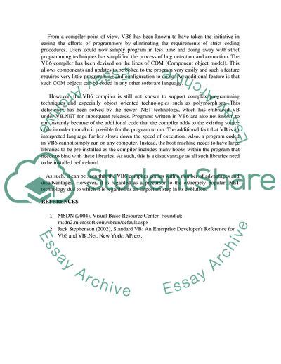 The Compiler As It Pertains To The Visual Basic Programming Language