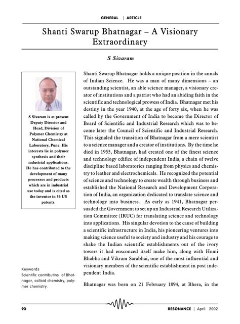 Pdf Shanti Swarup Bhatnagar —a Visionary Extraordinary