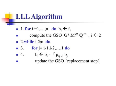 Ppt A More Efficient Algorithm For Lattice Basis Reduction Powerpoint