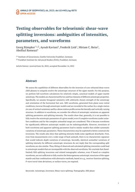 Pdf Testing Observables For Teleseismic Shear Wave Splitting