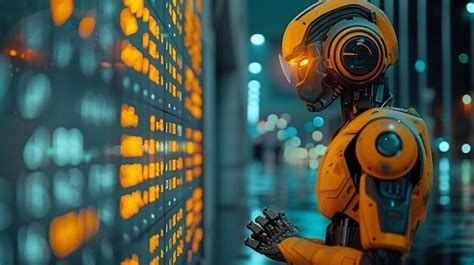 Premium Photo Trading The Idea Of A Robot With A Candlestick Graph