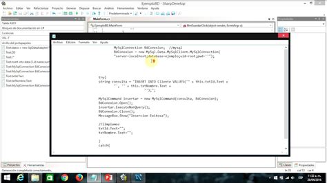 ejemplo1 mysql c sharpdevelop 5 youtube