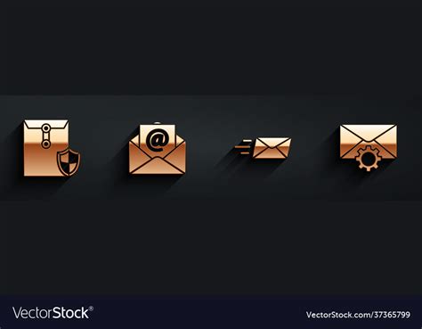 Set Envelope With Shield Mail And E Mail Express Vector Image