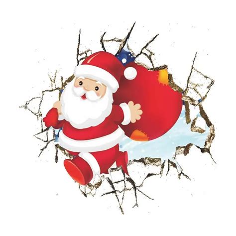 3d Three Dimensional Santa Claus Breaks Into The Wall And Enters The