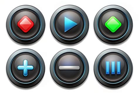 3d Set Of Pause And Play Buttons Player Concept Button Click Push The