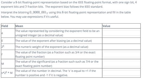 Solved Consider A 8 Bit Floating Point Representation Based
