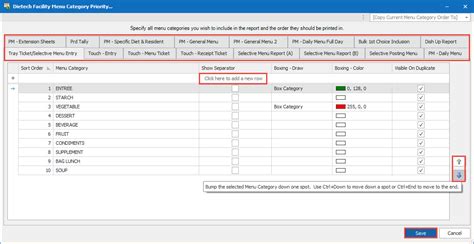 Menu Category Set Up Dietech