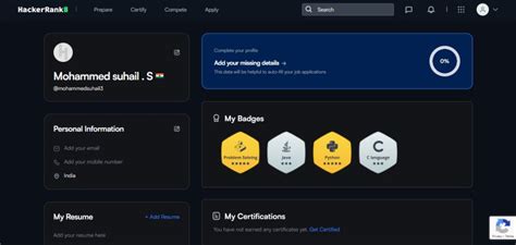 hackerrank codingjourney problemsolving techskills continuouslearning mohammed suhail