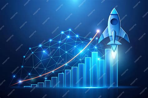 Dynamic Growth Chart With Rocket Launch Illustration Premium Ai