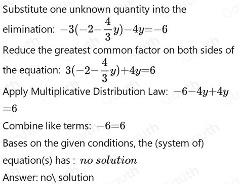 Solved Match The System Of Equations With The Appropriate Solution 3x 4y 6 X 2 4 3 Y 2