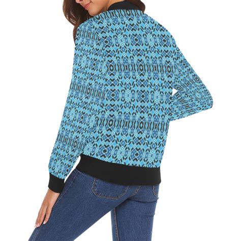 Denim Pattern All Over Print Bomber Jacket For Women Model H19 Id