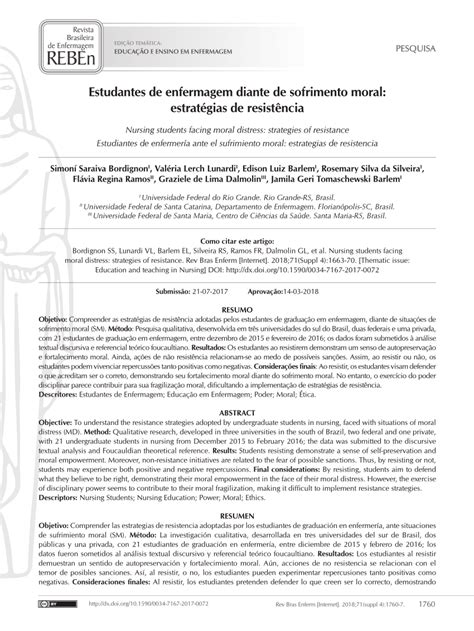 Pdf Nursing Students Facing Moral Distress Strategies Of Resistance
