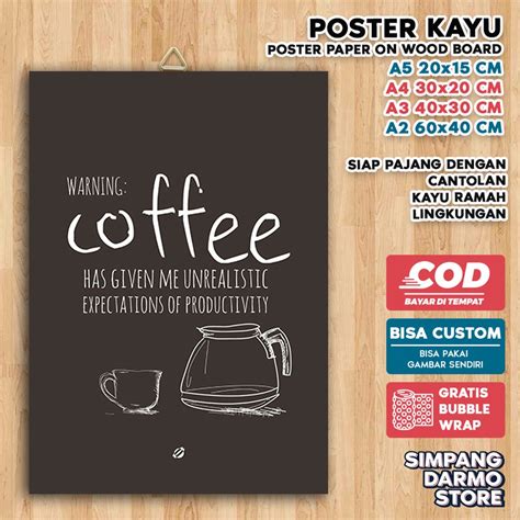 Jual Poster Kayu Qoute Kalimat Motivasi Tema Kopi Hiasan Dinding