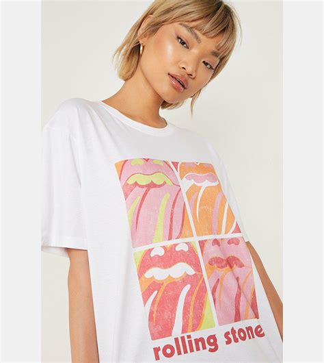 Buy Boohoo Rolling Stones Oversized Band T Shirt In White 6thstreet